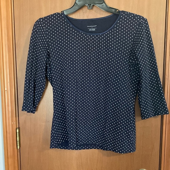Christopher & Banks | Tops | Blue And White Polka Dot Tshirt | Poshmark
